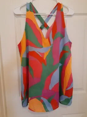 Adrienne | Tops | Adrienne Colorblock Print Tank Top Shorts Set | Poshmark